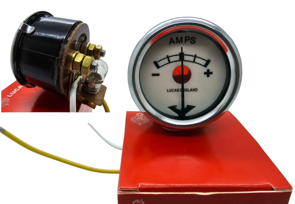Genuine Lucas Red Dot White Face Ammeter Ariel BSA Norton Triumph ...